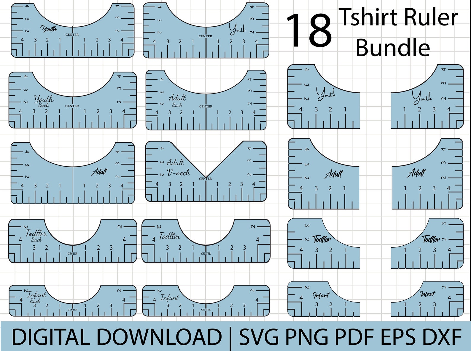 T-shirt Ruler SVG Bundle, Alignment Tool, Placement Guide (digital ...
