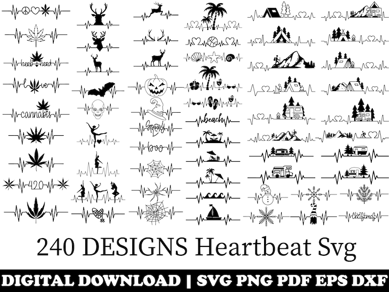 HEARTBEAT SVG Bundle, HEARTBEAT Clipart, Heartbeat Svg Cut Files for ...