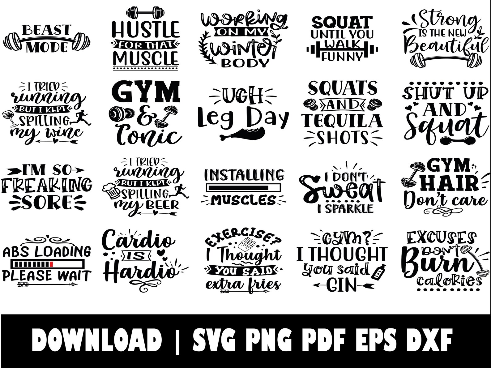 Workout SVG Bundle Gym SVG Bundle Fitness SVG Exercise Svg - Etsy