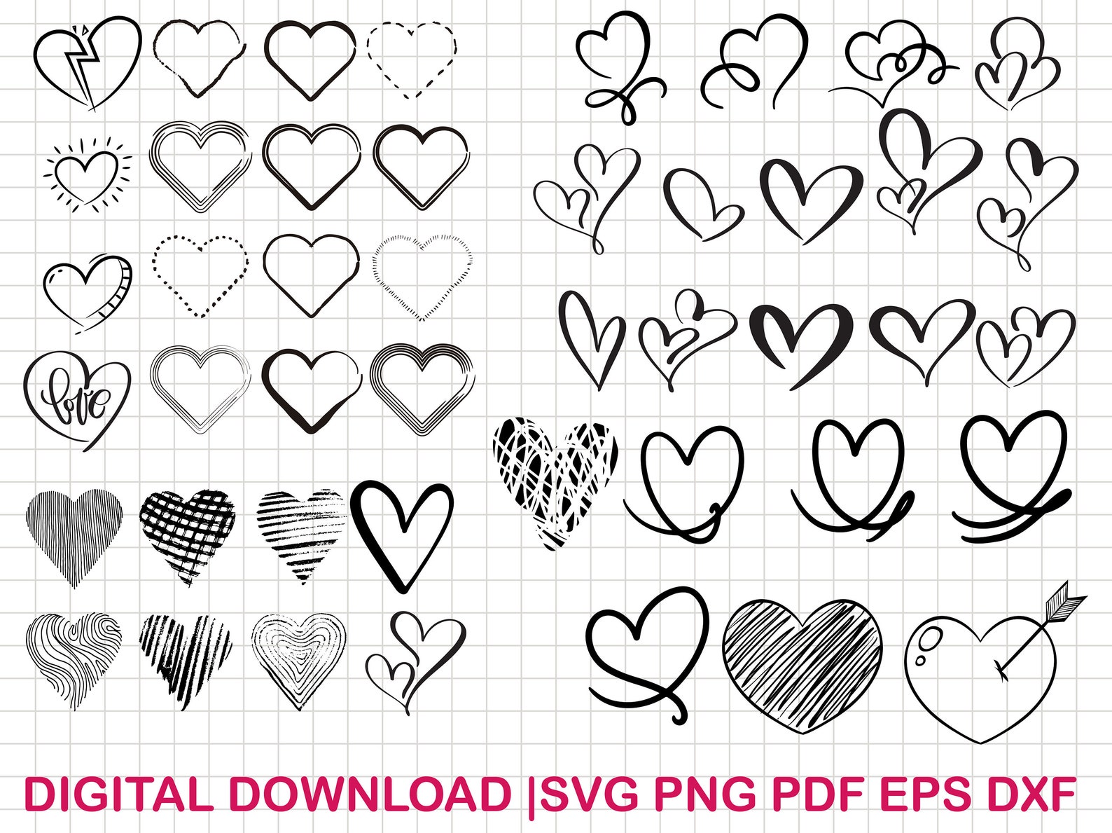 Heart Svg Bundle Heart Svg Hand Drawn Heart Svg Open Heart - Etsy Canada
