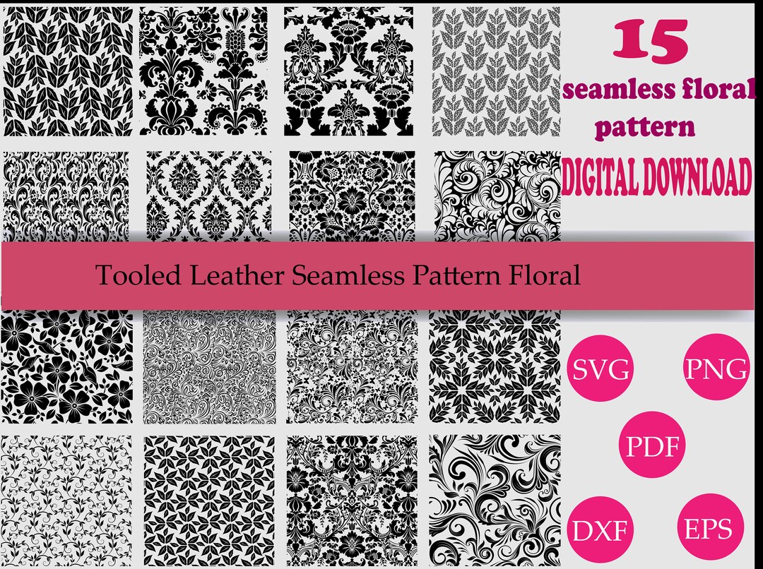 15 Tooled Leather Seamless Pattern Floral Svg Bundle, Floral Pattern ...