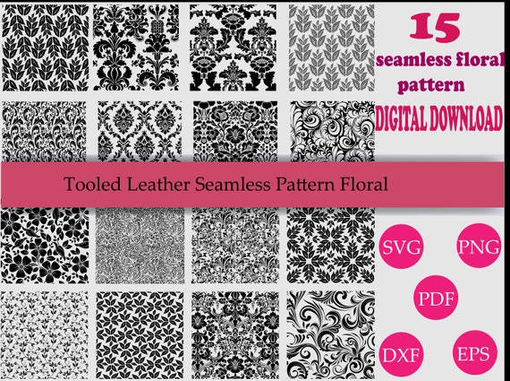 15 Tooled Leather Seamless Pattern Floral Svg Bundle Floral - Etsy