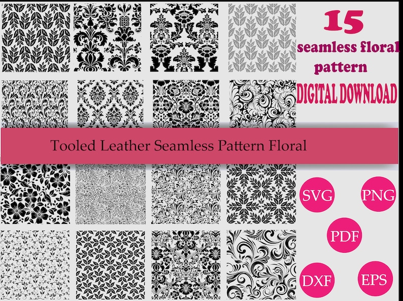 15 Tooled Leather Seamless Pattern Floral Svg Bundle, Floral Pattern ...