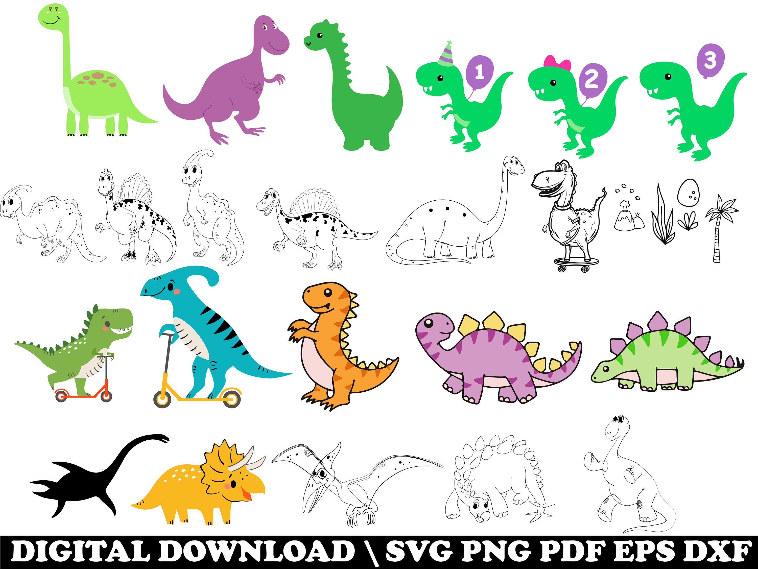 Dinosaur SVG Bundle Dinosaur Silhouette Dinosaur Cut Files - Etsy UK