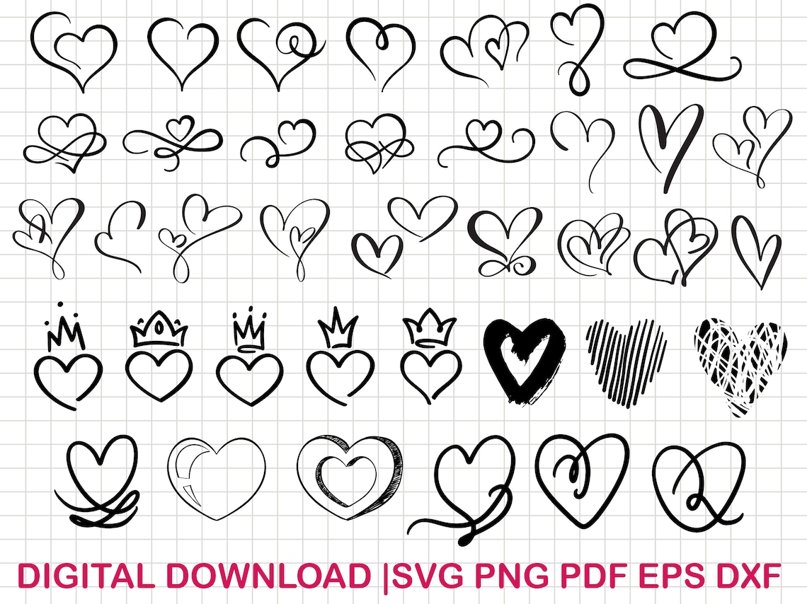 Heart Svg Bundle, Heart Svg, Hand Drawn Heart Svg, Open Heart Svg ...