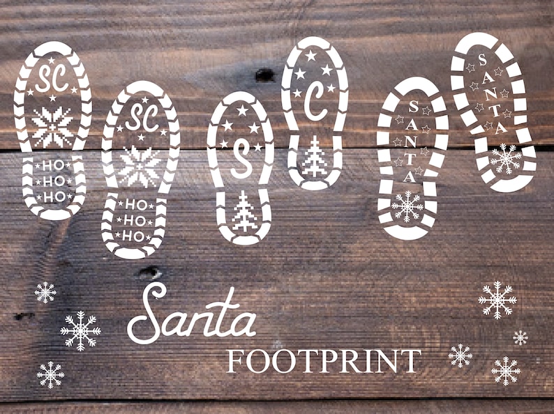 Santa Claus Footprint Svg, Santa Footprint Stencil Svg,santa Footsteps ...