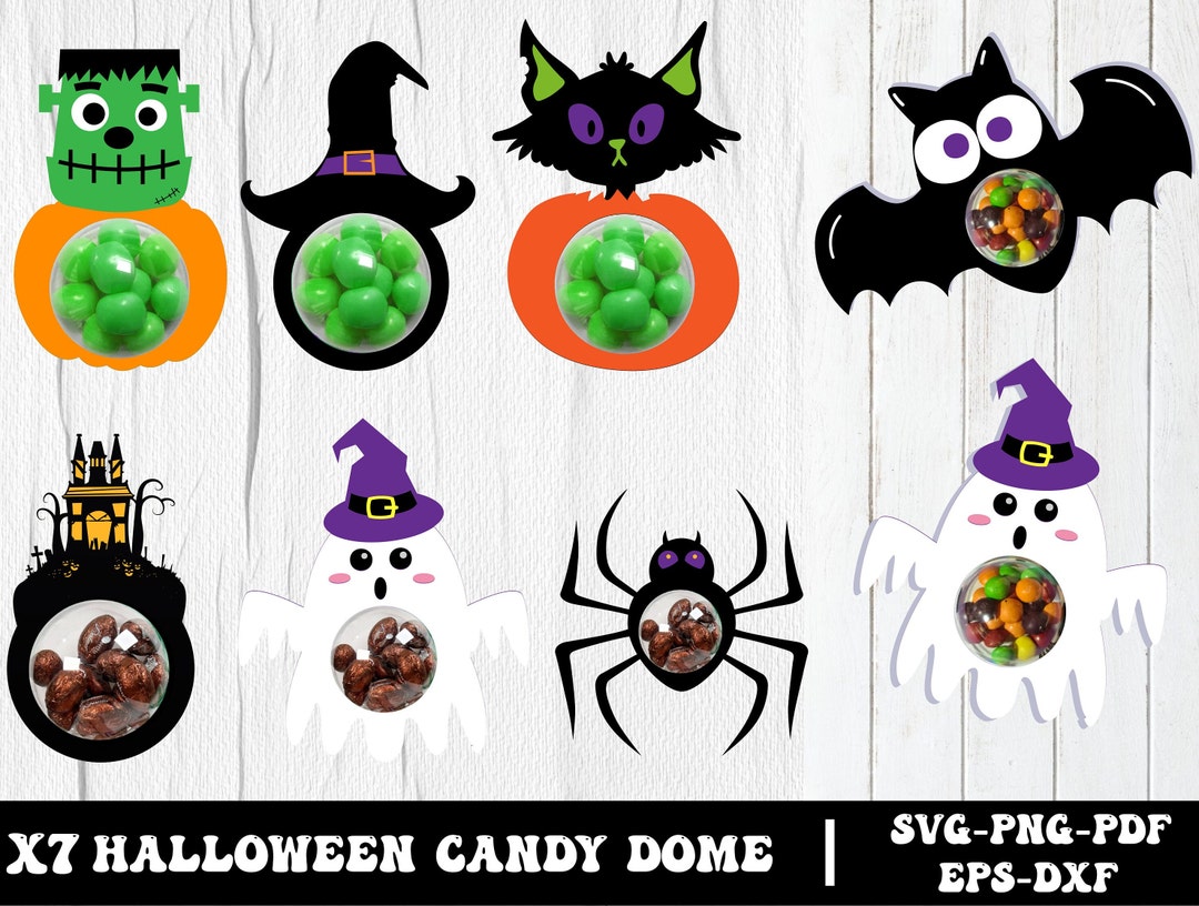 Halloween Candy Dome SVG Bundle, Halloween Candy Holder SVG, Candy Ornaments SVG, Chocolate ...