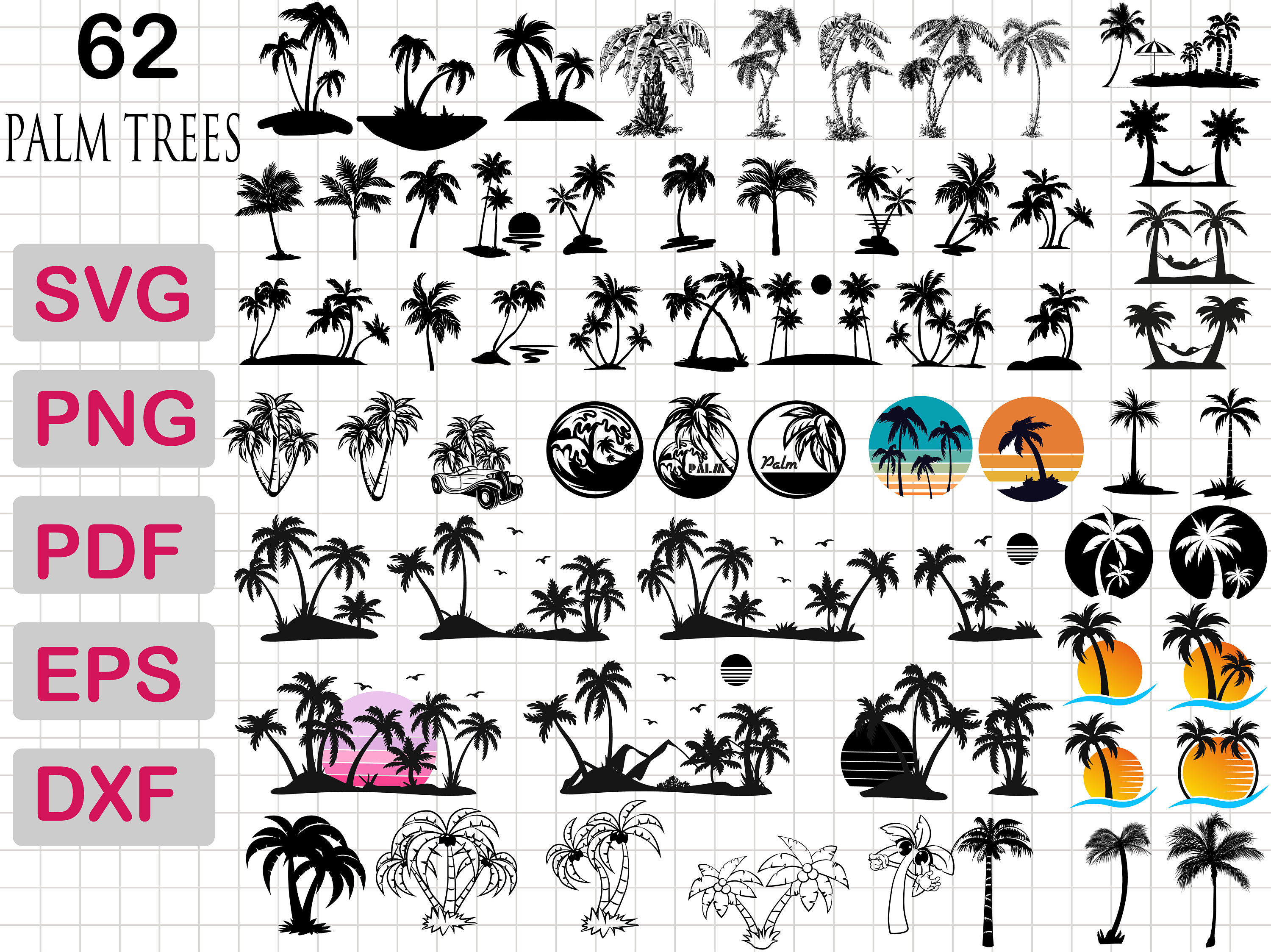 Palm Tree Svg Palm Tree Silhouette Palm Tree Cut Files Palm - Etsy