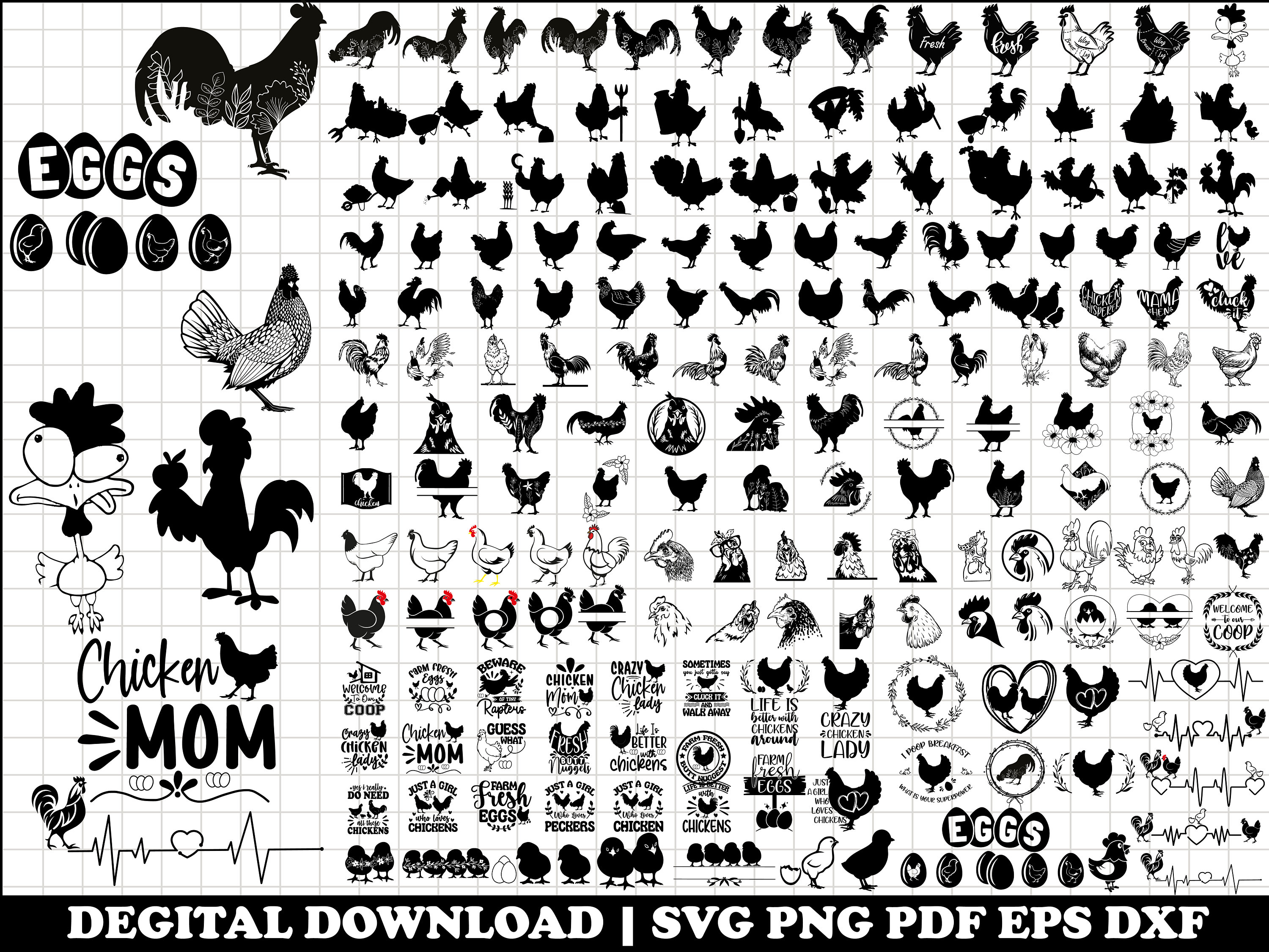 Chicken Svg Bundle Hand Drawn Chicken Svg Rooster Svg - Etsy Canada