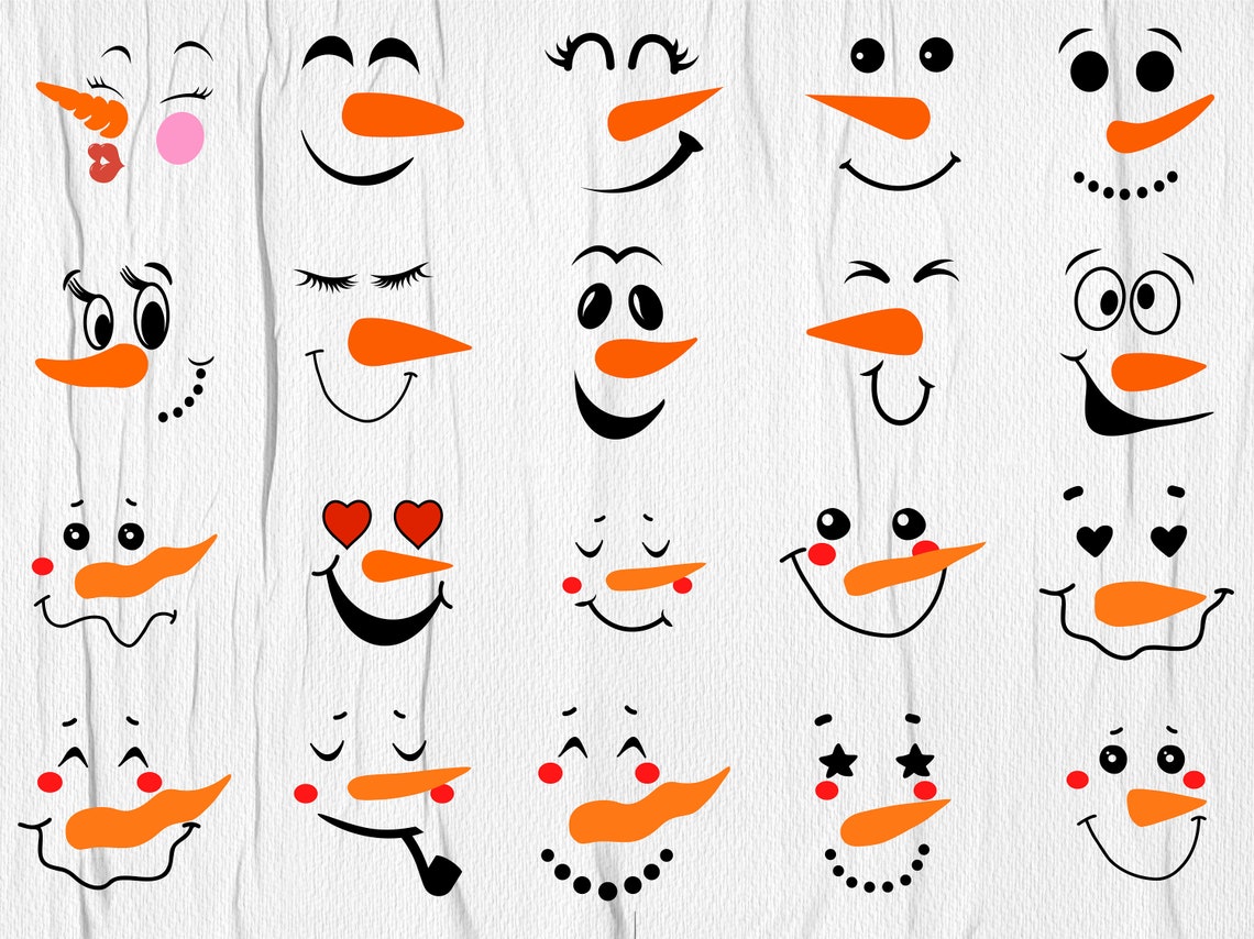 Snowman Faces SVG Big Bundle | Snowman SVG | Snowman Clipart| Christmas ...