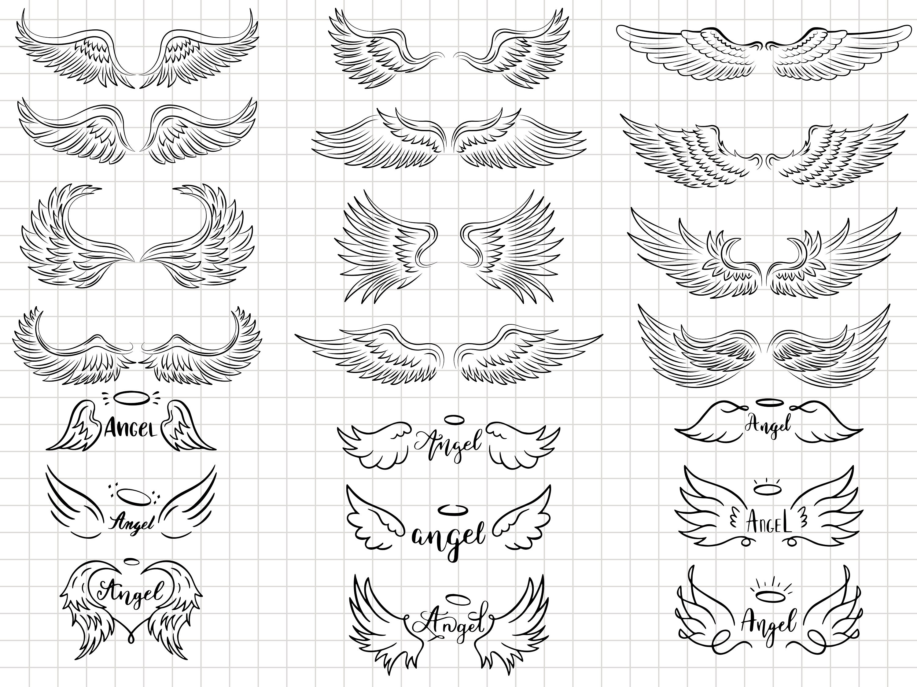 Angel Wings Svg Bundle, Angel Wings Clip Art, Wings Cut File for ...
