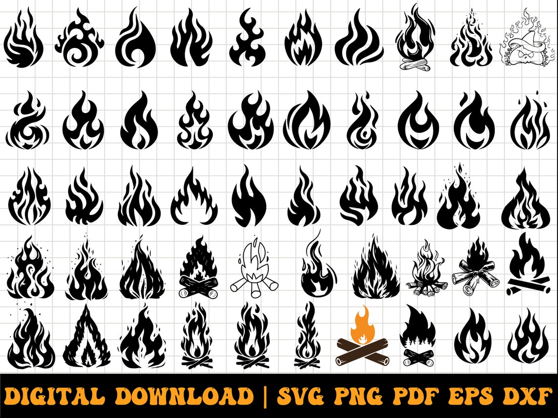 Fire SVG Bundle Fire Clipart Fire Svg Files Fire Flames - Etsy UK