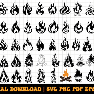 Fire SVG Bundle, Fire Clipart, Fire Svg Files, Fire Flames Svg, Flames ...