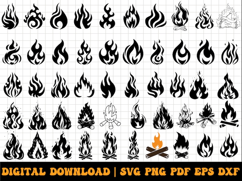 Fire SVG Bundle Fire Clipart Fire Svg Files Fire Flames - Etsy