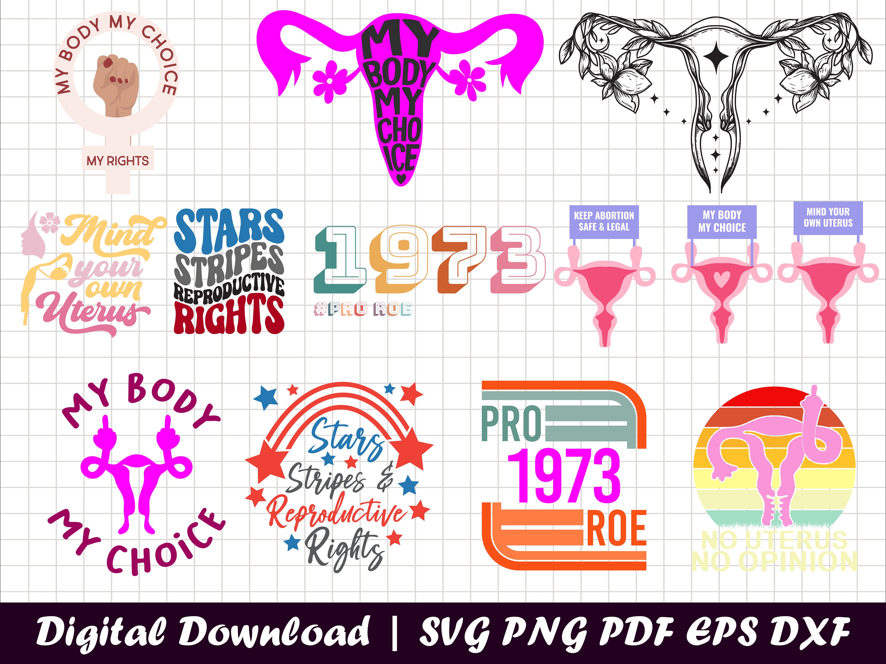 Pro Roe SVG Bundle 13 Designs Uterus SVG Pro Choice SVG Cut - Etsy
