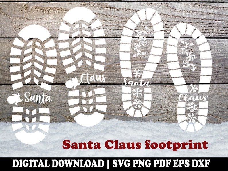Santa Claus Footprint Svg, Santa Footprint Stencil Svg,santa Footsteps ...