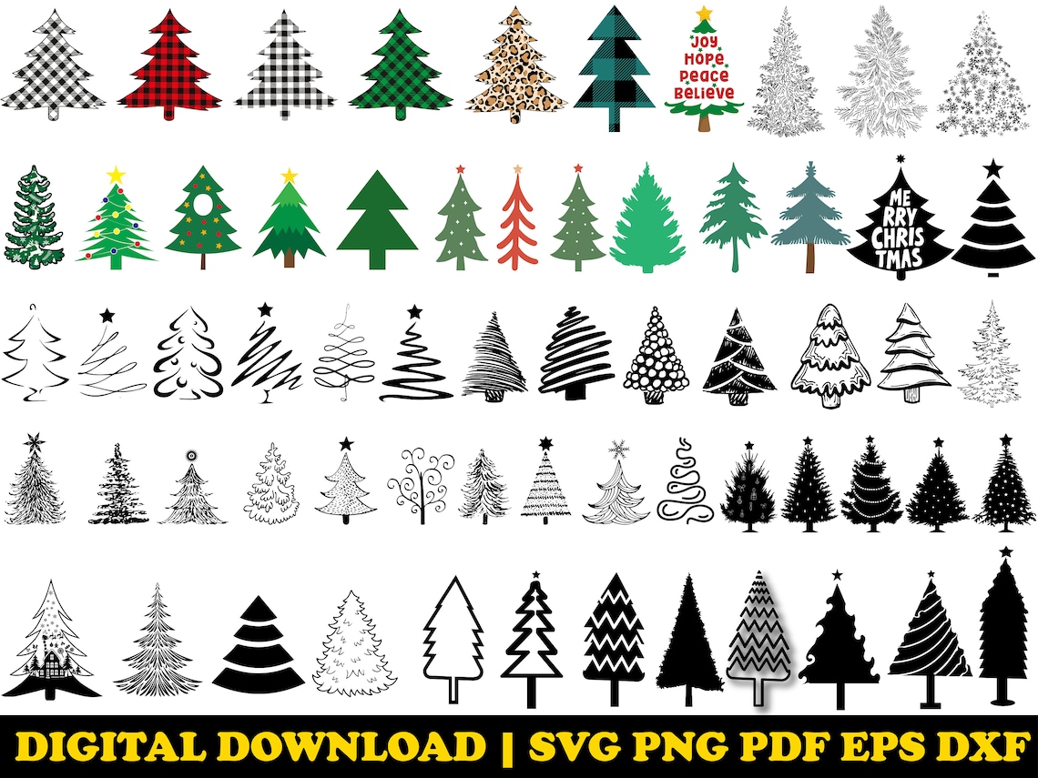 Christmas Tree SVG DXF PNG Bundle Pine Tree Svg Christmas - Etsy