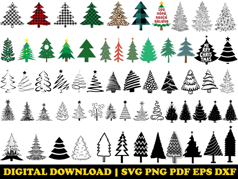 Christmas Tree SVG DXF PNG Bundle, Pine Tree Svg, Christmas Svg, Pine ...