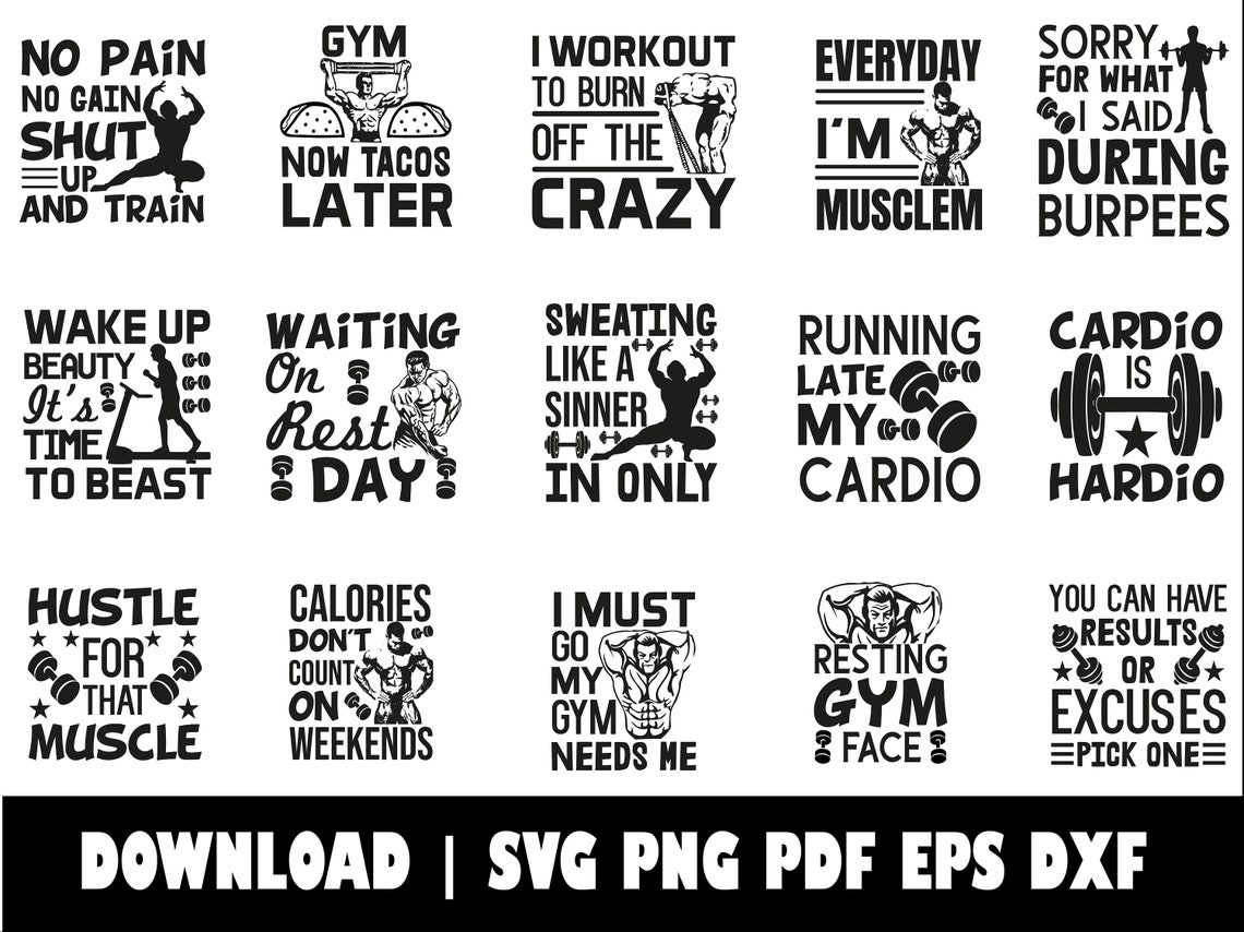 Workout SVG Bundle Gym SVG Bundle Fitness SVG Exercise Svg - Etsy