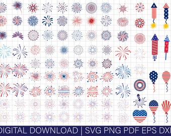 4th of July Svg Bundle Fireworks, 4th of July Fireworks, USA Fireworks ...