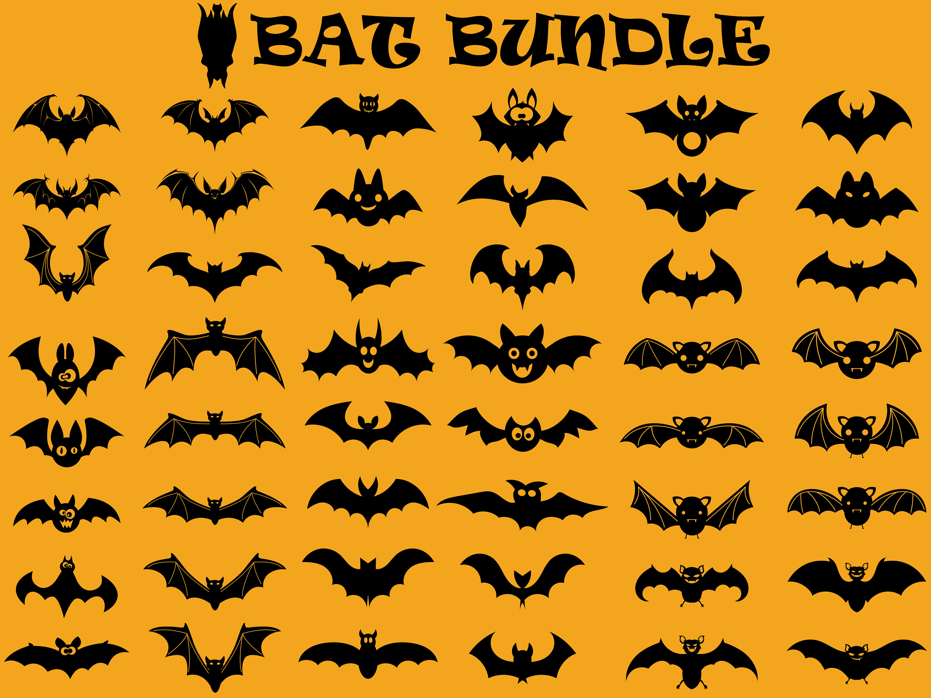 Bat SVG Bundle, Halloween Vector Graphics (digital Download) - Etsy