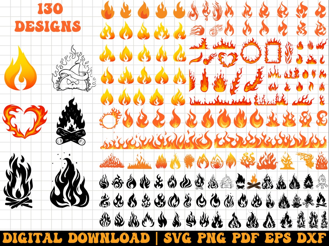 Fire SVG Bundle, Fire Clipart, Fire Svg Files, Fire Flames Svg, Flames ...