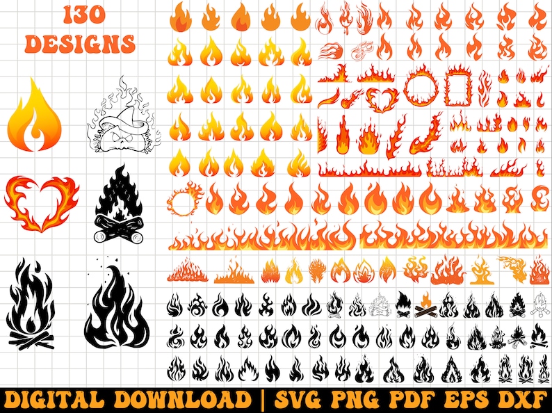 Fire SVG Bundle Fire Clipart Fire Svg Files Fire Flames - Etsy
