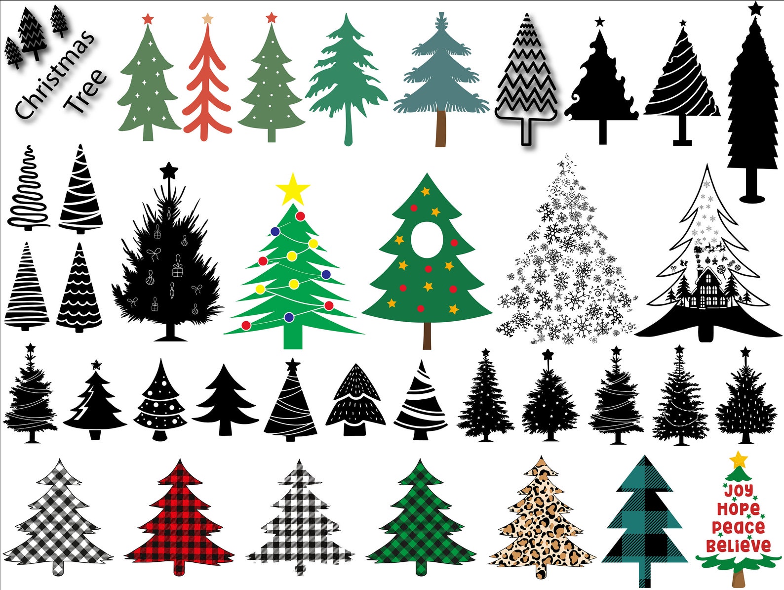 Christmas Tree SVG DXF PNG Bundle, Pine Tree Svg, Christmas Svg, Pine ...