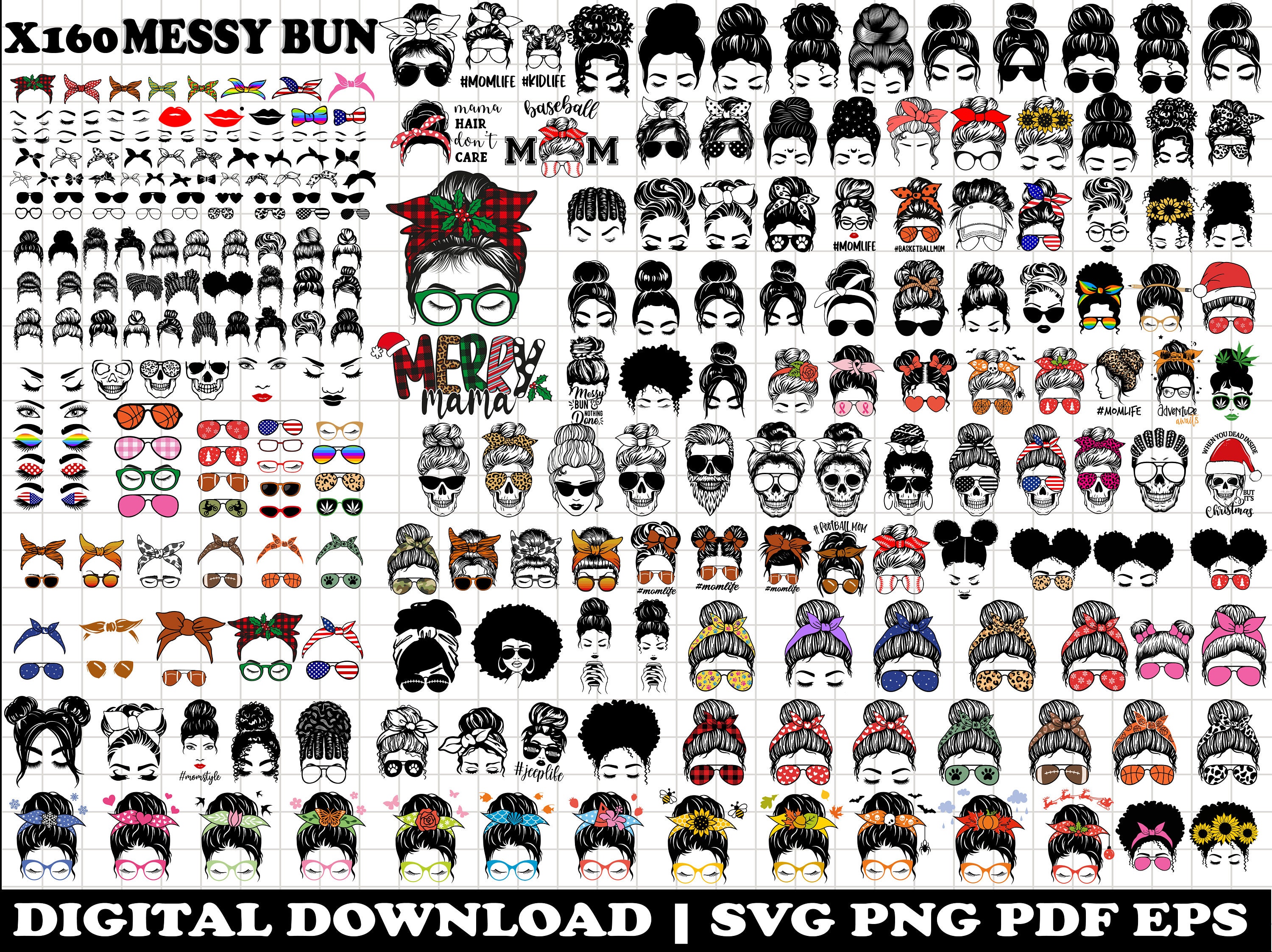 160 Messy Bun Svg Bundle Momlife Svg mom Life Svg Mom - Etsy Canada