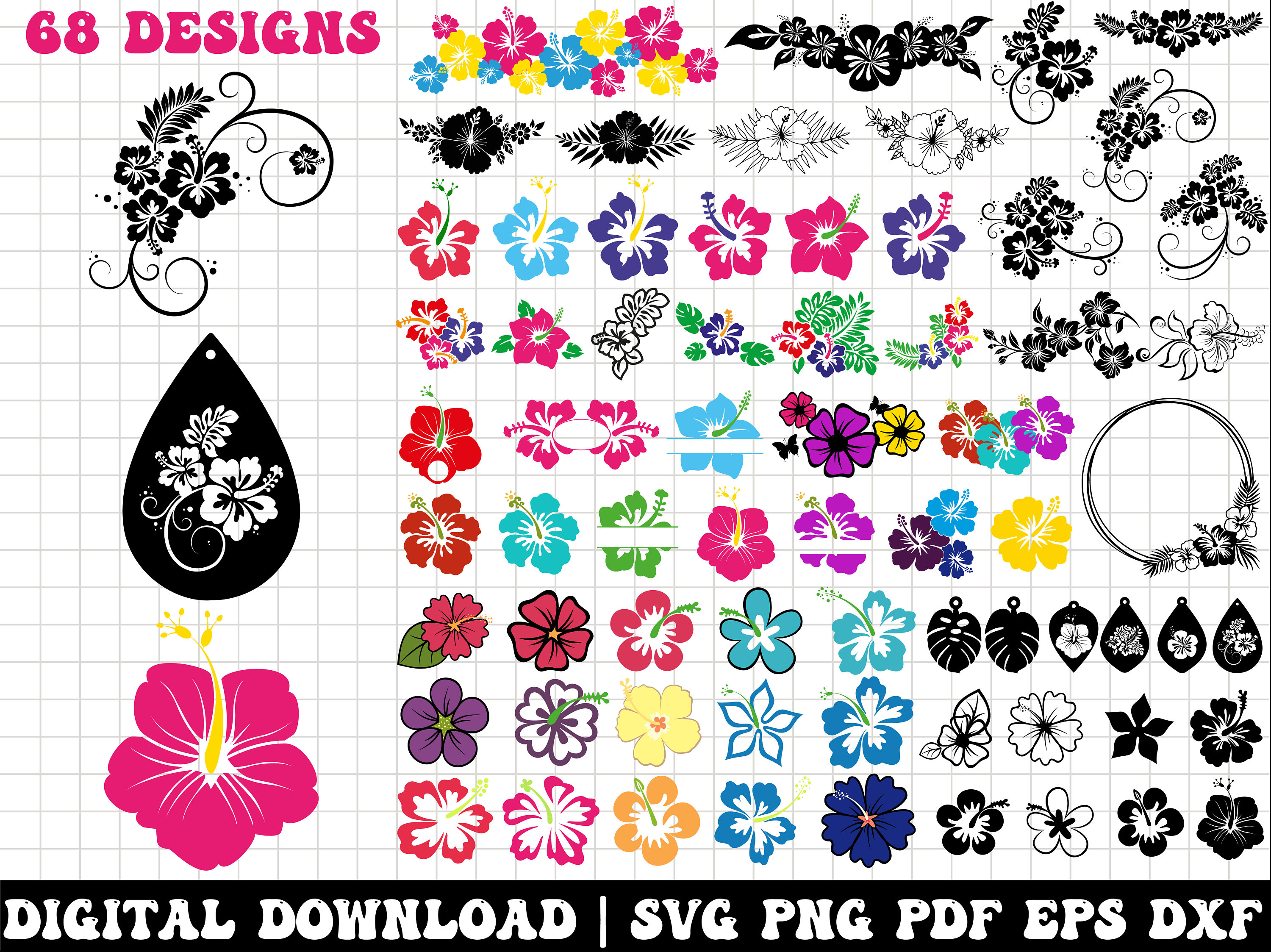 Flowers Svg Flower Svg Hibiscus Svg Tropical Flower Svg - Etsy Australia
