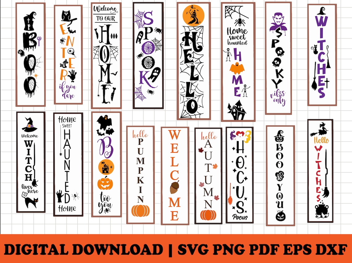 Halloween Porch Sign SVG Bundle, Halloween Porch Signs Svg, Halloween ...