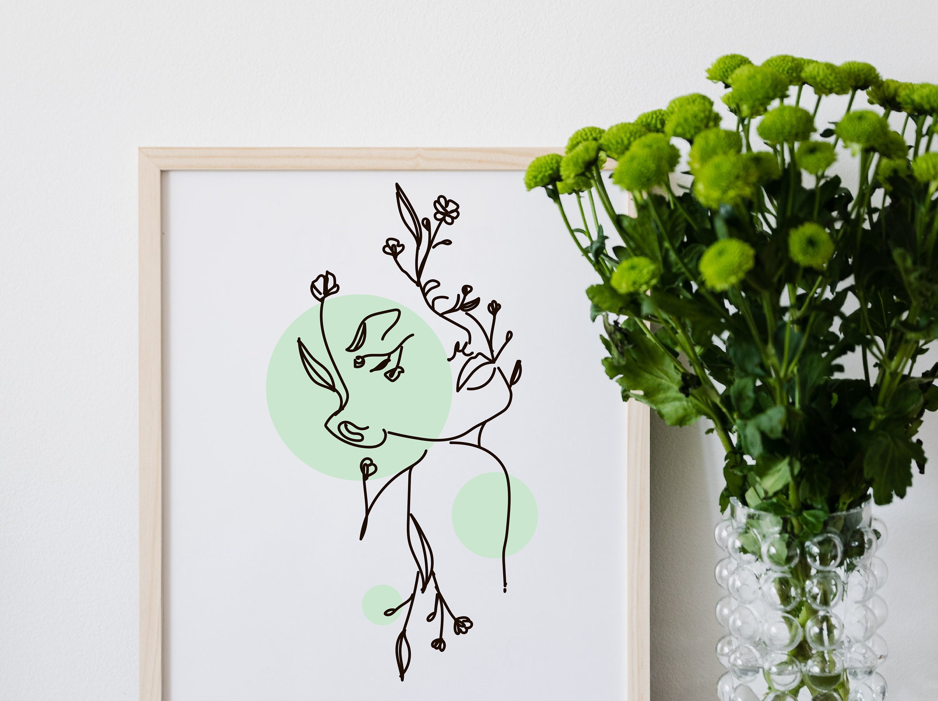 Floral Line Art SVG Bundle | Woman, Flowers & Animals (digital Download ...