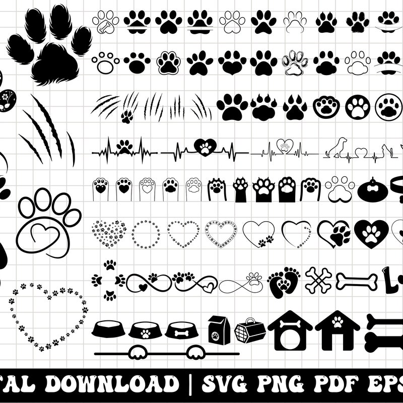 Paw Print Name Cut File - Etsy