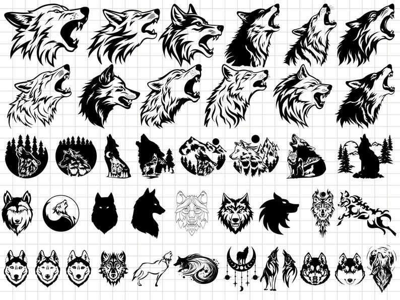 Loup SVG | Silhouette de loup | Fichiers de coupe Wolf | Conception de ...