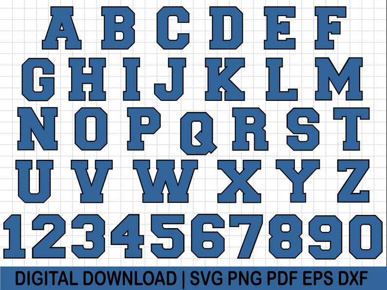 Varsity Font Svg, Block Font Svg, College Font, University Font ...