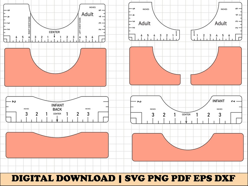 Tshirt Ruler Printable Bundle, T-shirt Alignment Tool Template, Tshirt ...