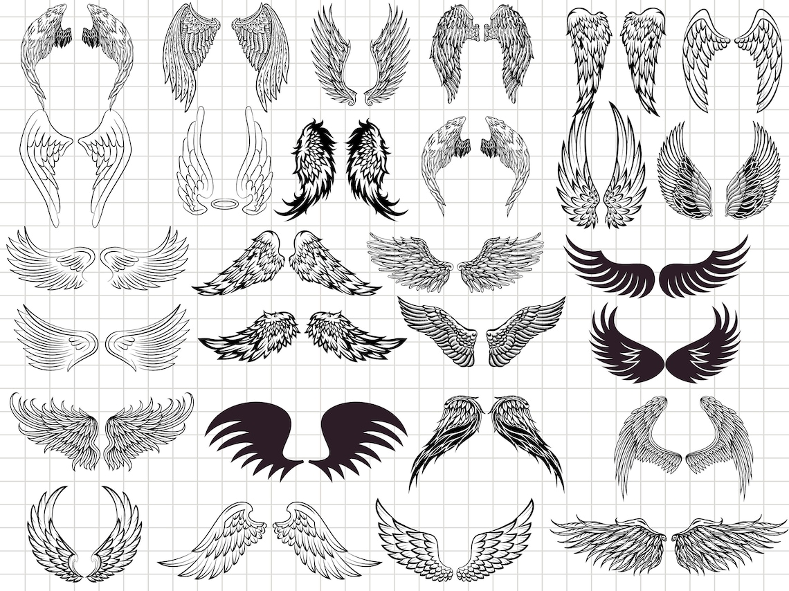 75 Angel Wings Svg Bundle Angel Wings Clip Art Wings Cut - Etsy