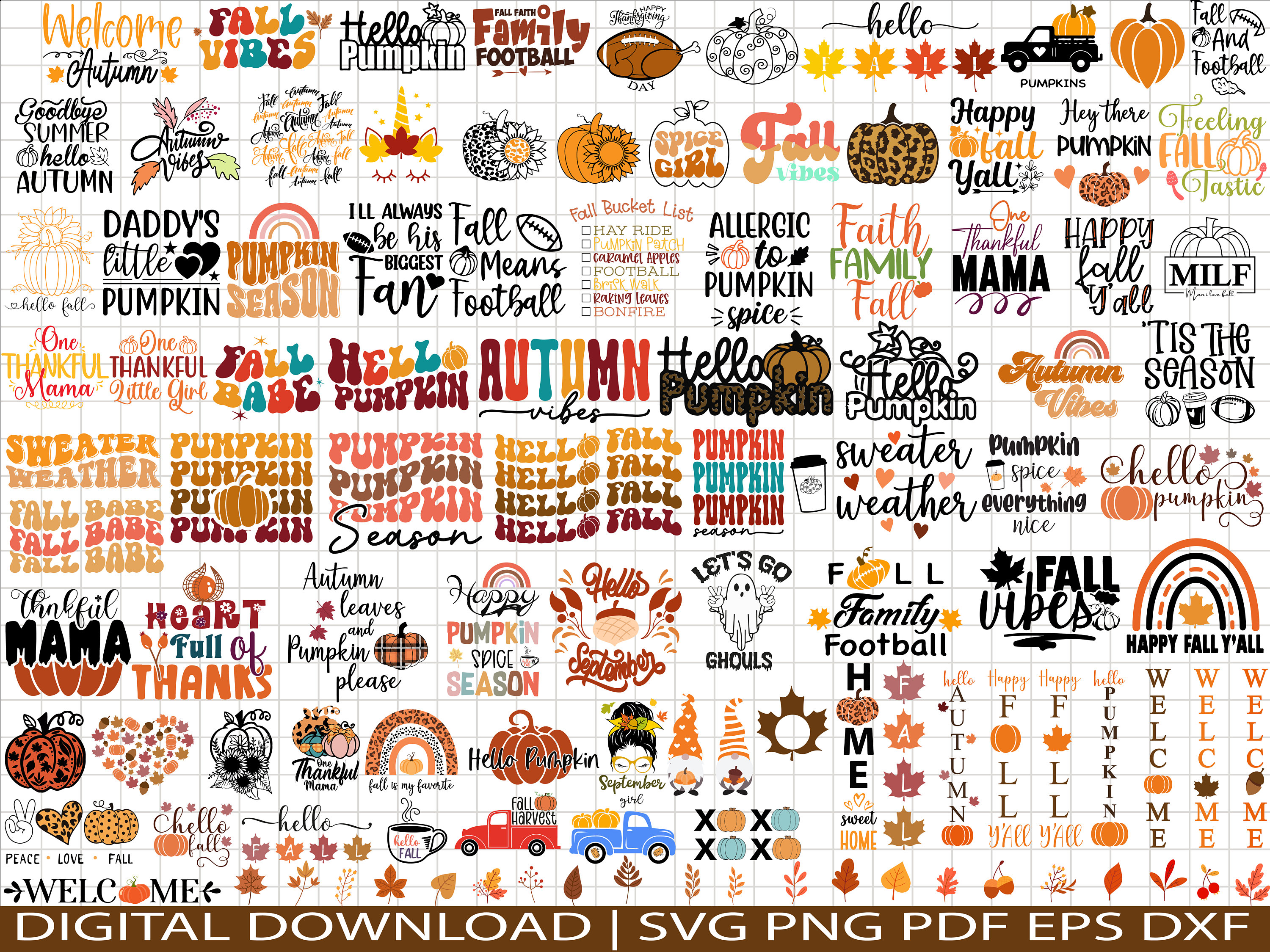 Fall Designs SVG Bundle, Autumn, Thanksgiving (digital Download) - Etsy