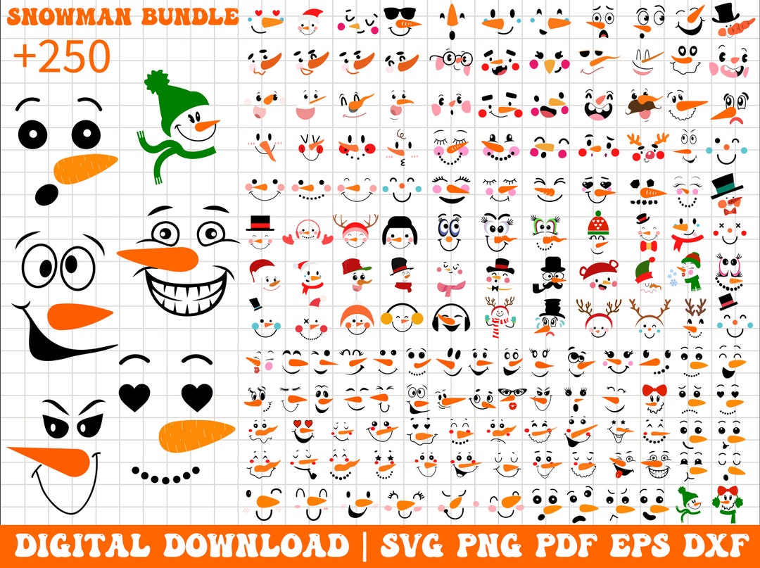 Snowman Faces SVG Big Bundle | Snowman SVG | Snowman Clipart| Christmas ...