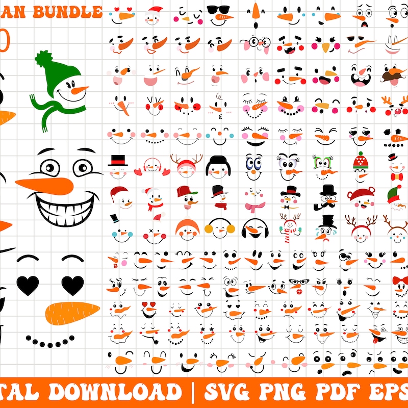 Snowman Face Svg - Etsy