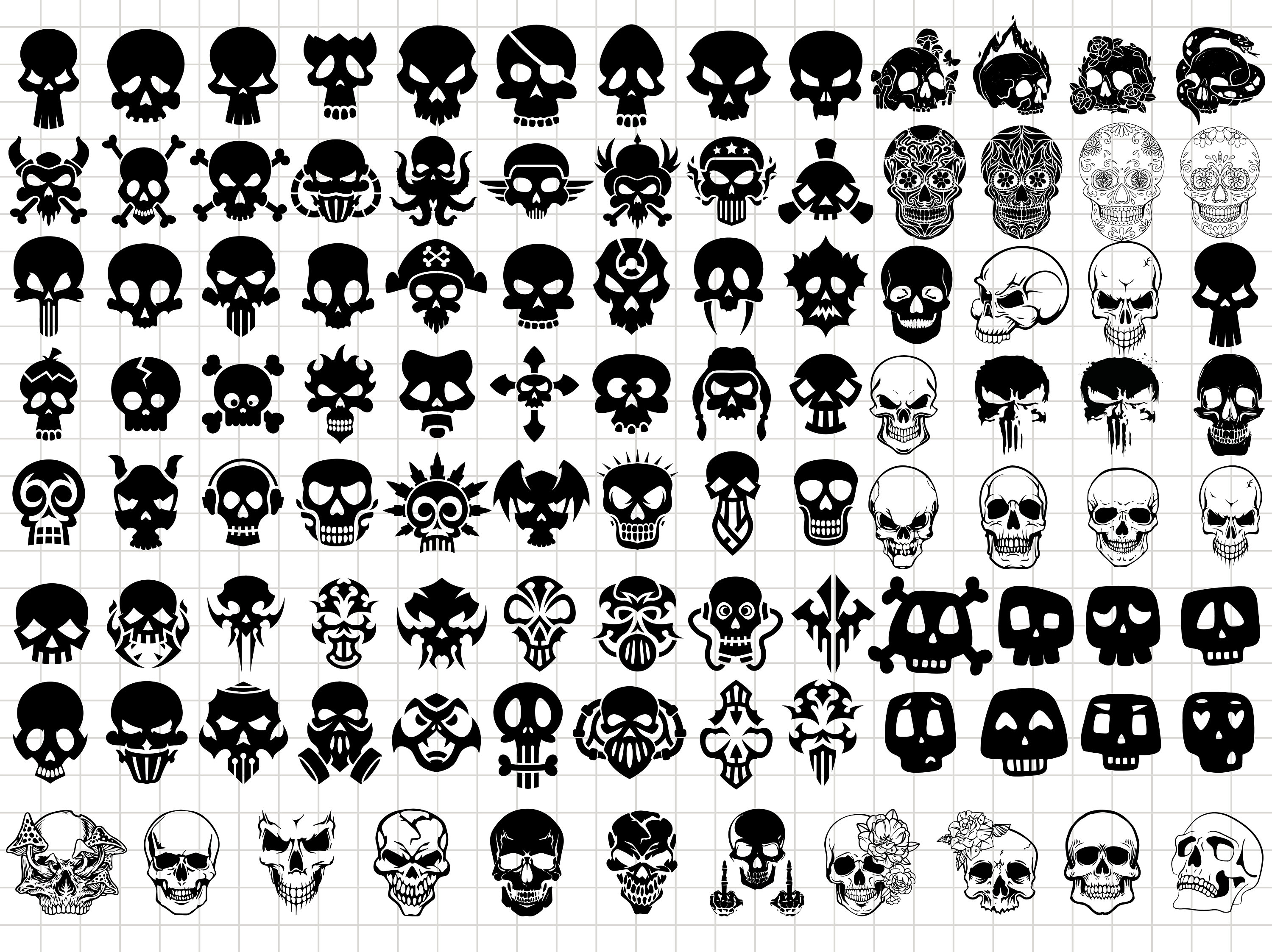 Skull Svg Bundle Skull Png Files Sugar Skulls Svg Skull - Etsy Canada