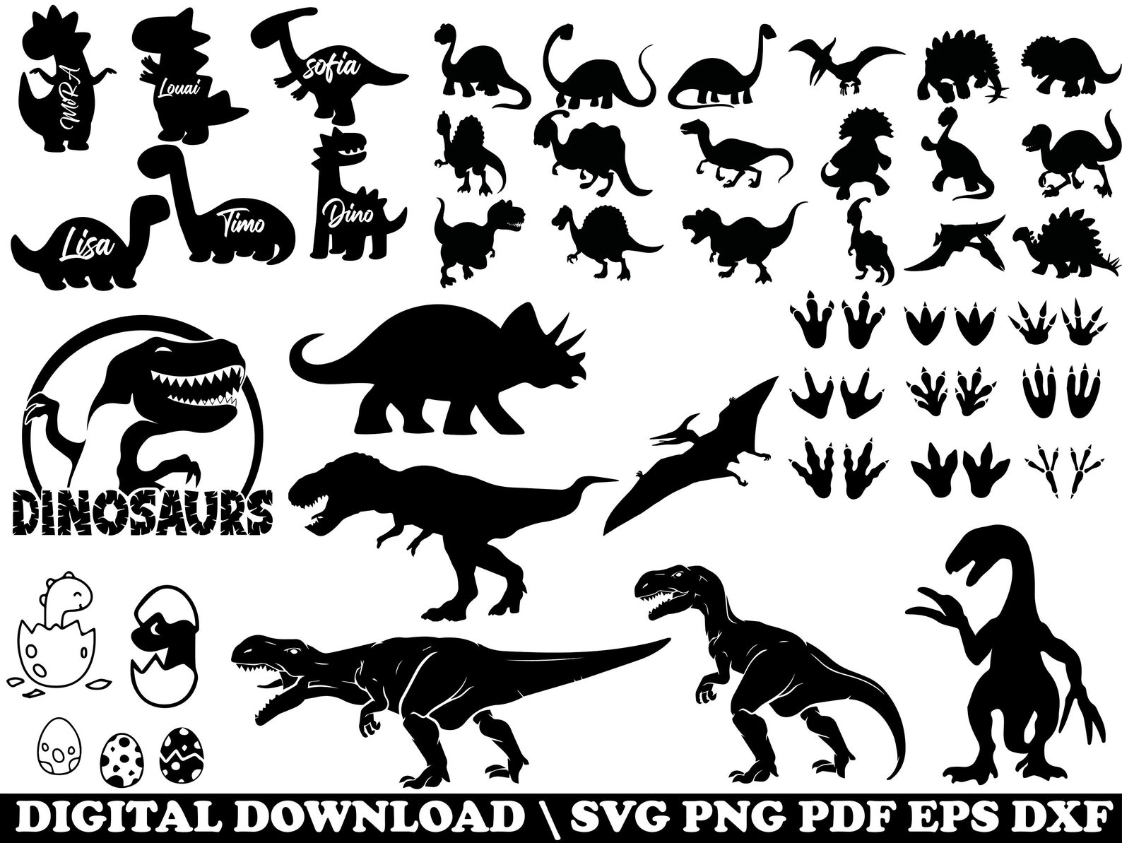 Dinosaur SVG Bundle, Cute Dinosaur Cut Files (digital Download) - Etsy