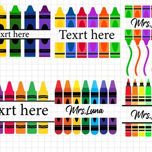Crayon Split Monogram Svg, Teacher Svg, Crayon Svg Crayon Set Svg Cut ...