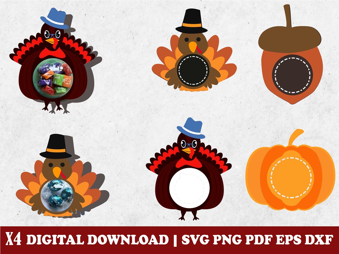 Turkey Candy Dome SVG, Candy Ornaments SVG, Thanksgiving Party Favor ...