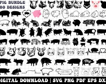 Pig SVG Bundle, Pig Face SVG, Pig Cut File, Animal Face, Cute Pig Svg ...
