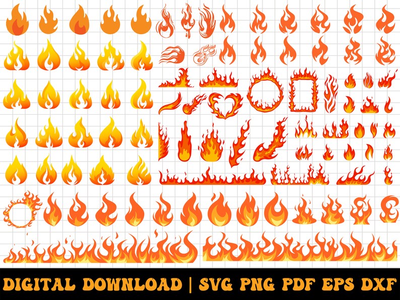 Fire SVG Bundle Fire Clipart Fire Svg Files Fire Flames - Etsy