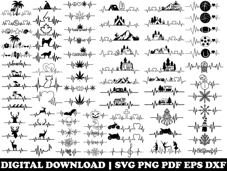 HEARTBEAT SVG Bundle HEARTBEAT Clipart Heartbeat Svg Cut - Etsy