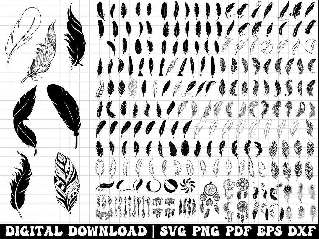 Feather Svg Bundle, Feather Birds Svg, Dxf, Png, Jpg, Feathers ...