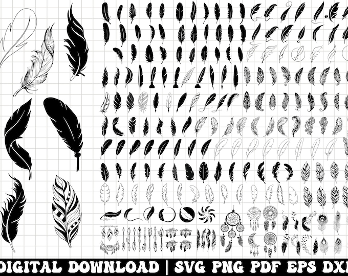 Feather SVG, Digital Clip Art, JPG, PNG, Sublimation, Scrapbooking ...