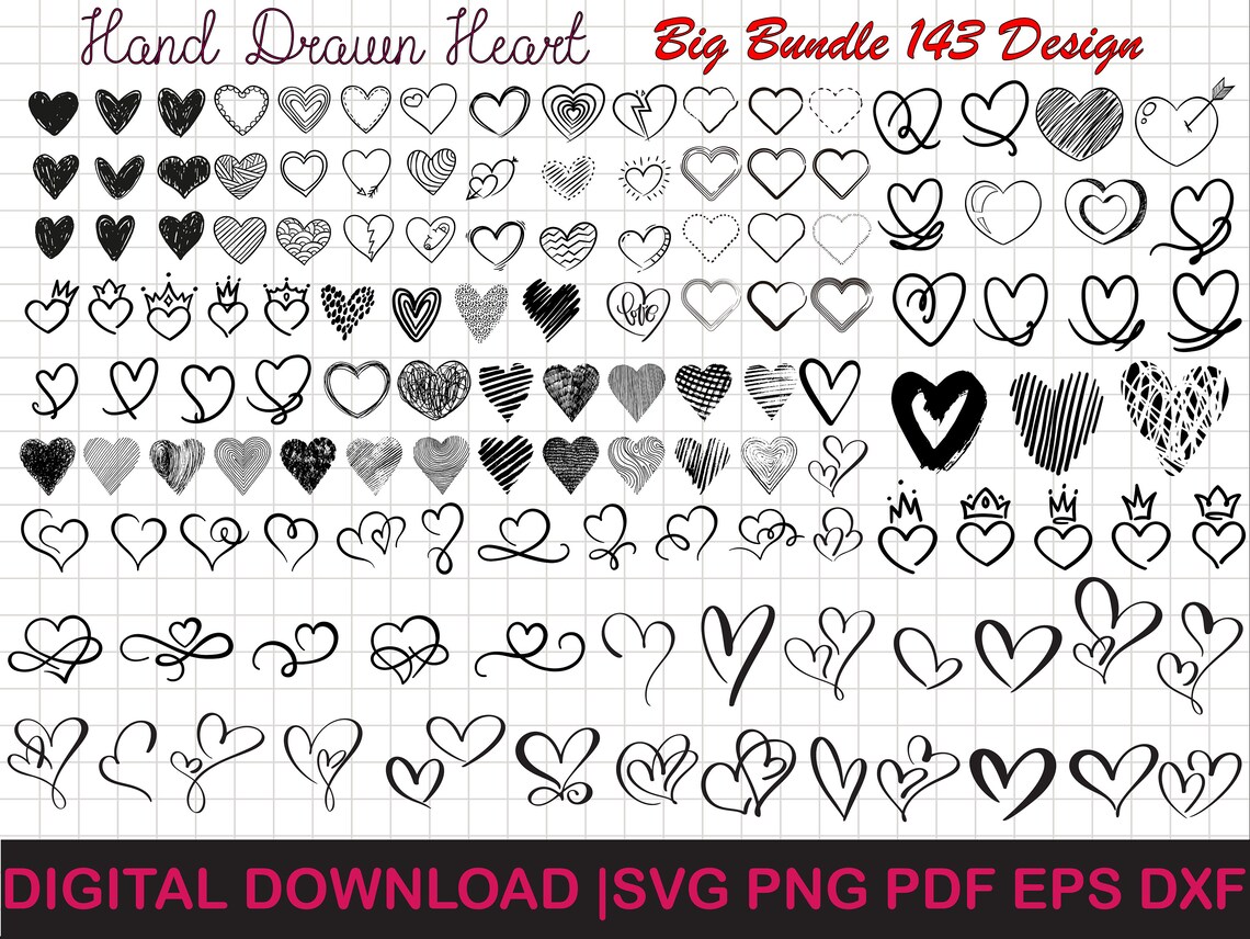 Heart Svg Bundle Heart Svg Hand Drawn Heart Svg Open Heart - Etsy Canada